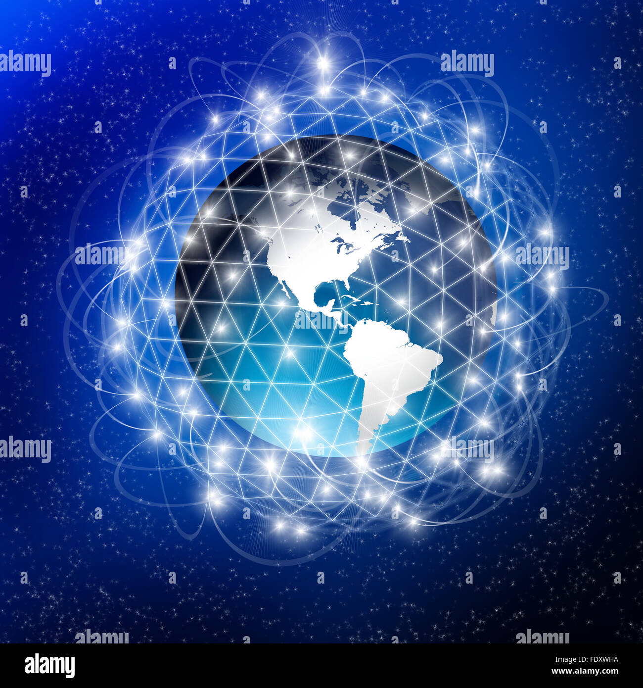 Earth and the communication on its surface. A symbol of high-speed and ...