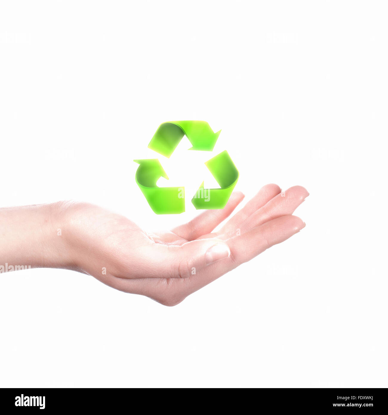 human hand with green eco and recycle symbol Stock Photo - Alamy
