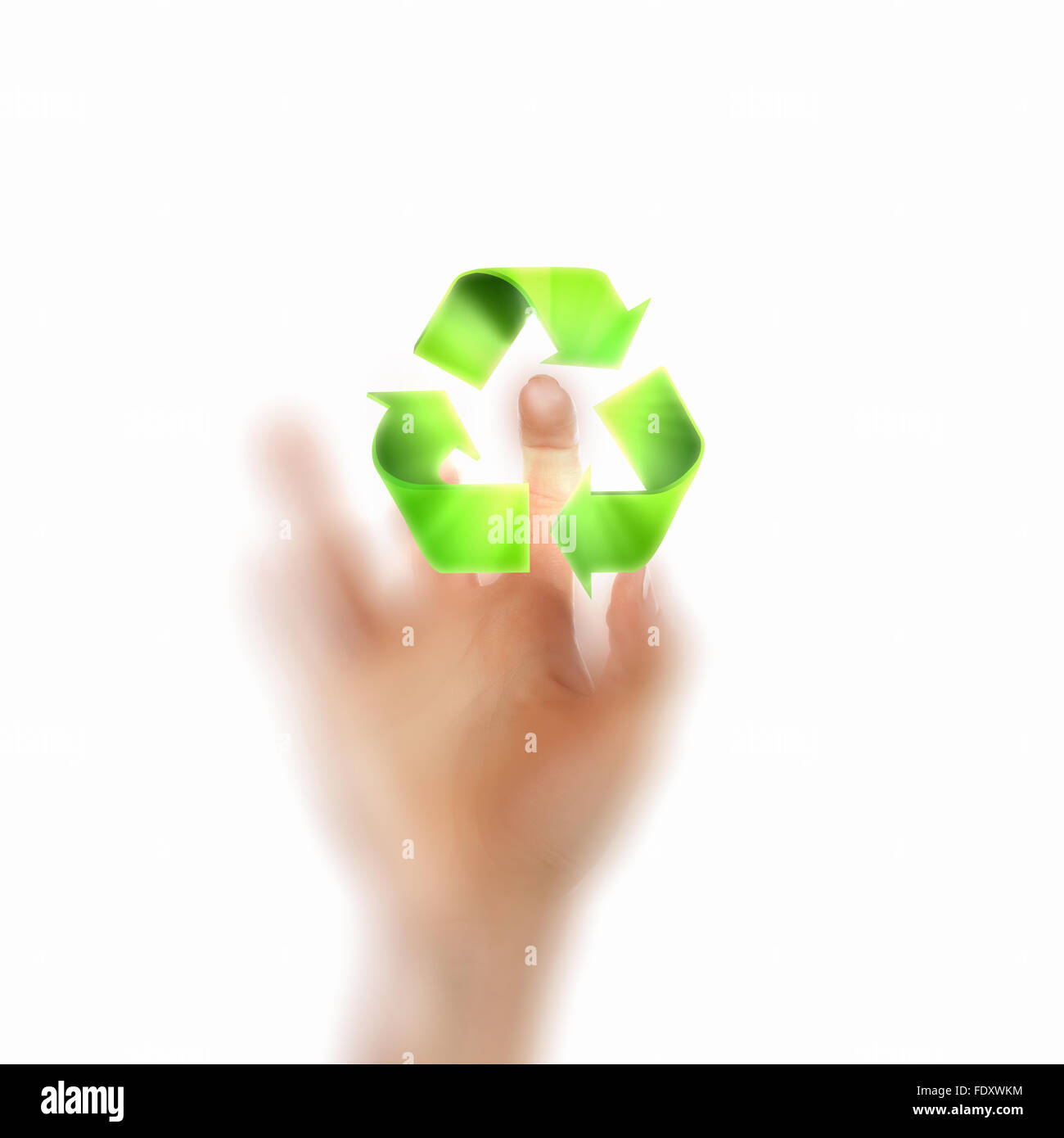 human hand with green eco and recycle symbol Stock Photo - Alamy