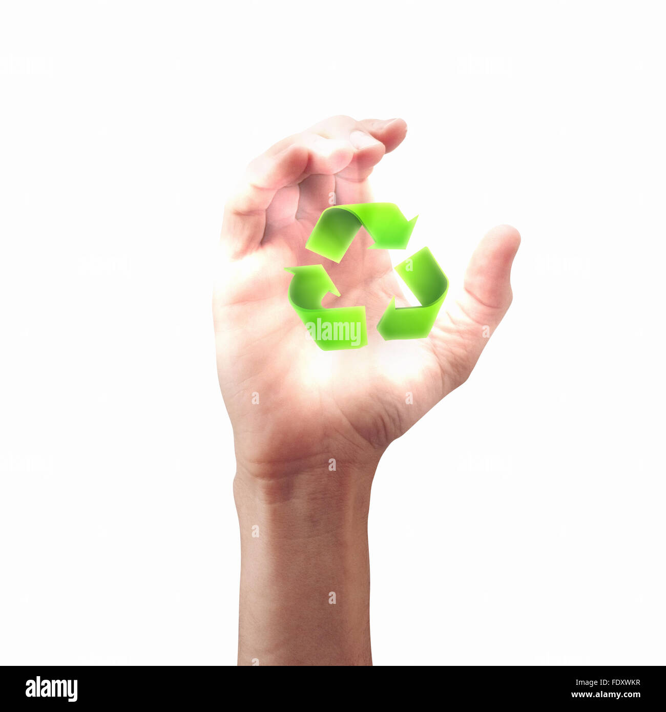 human hand with green eco and recycle symbol Stock Photo - Alamy