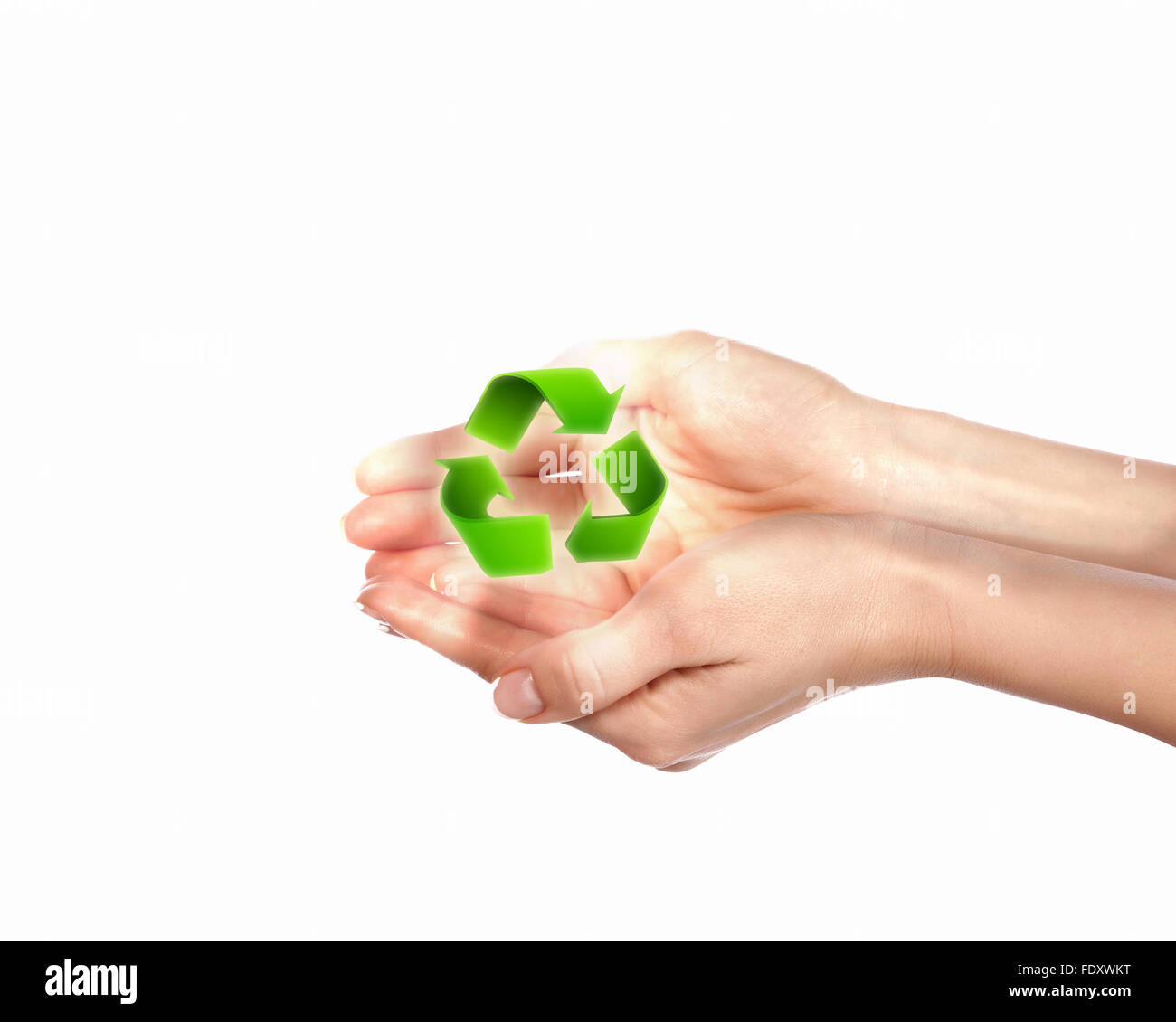 human hand with green eco and recycle symbol Stock Photo - Alamy