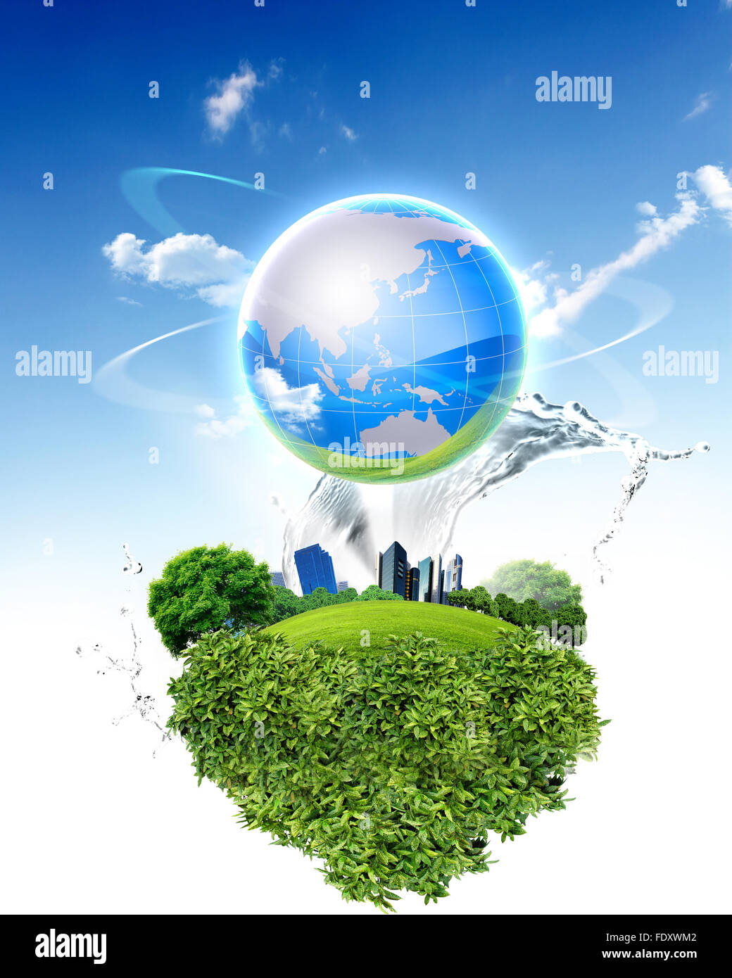Picture of green planet as symbol of environmental concept Stock Photo ...