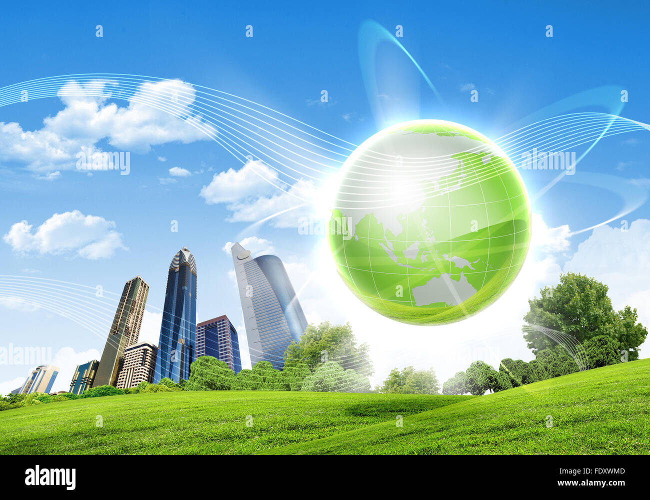 Picture of green planet as symbol of environmental concept Stock Photo ...