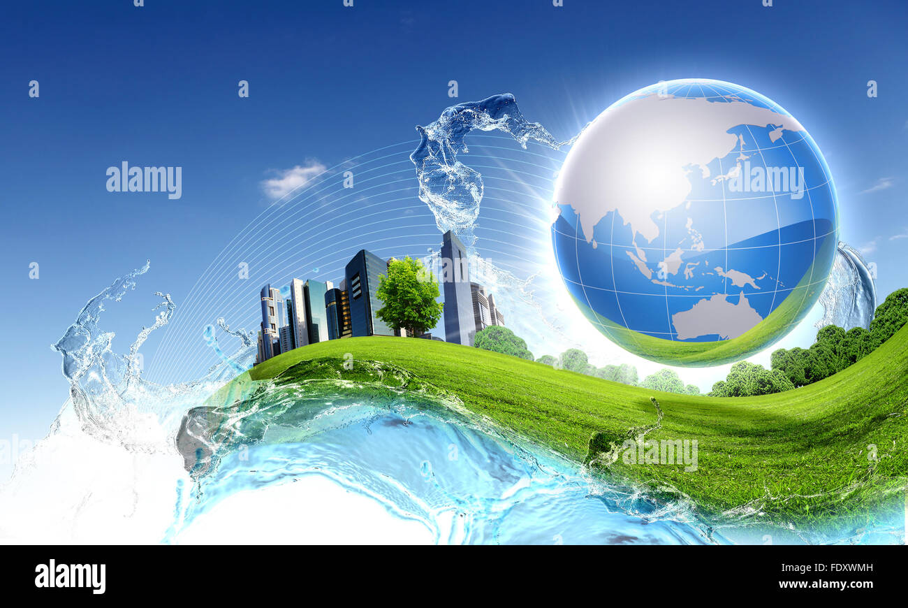 Picture of green planet as symbol of environmental concept Stock Photo ...