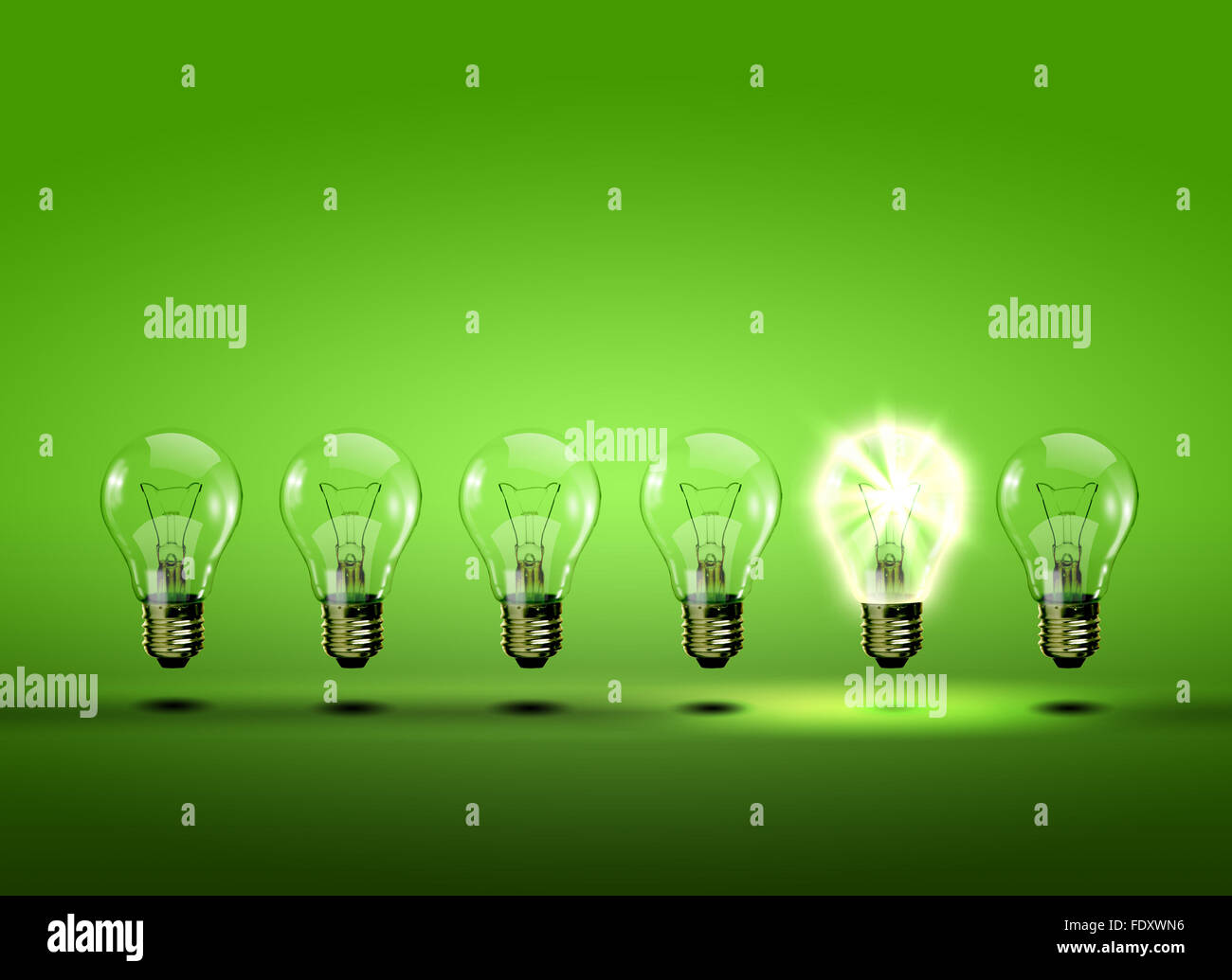 Image of a row of electric bulb with one different from the others ...