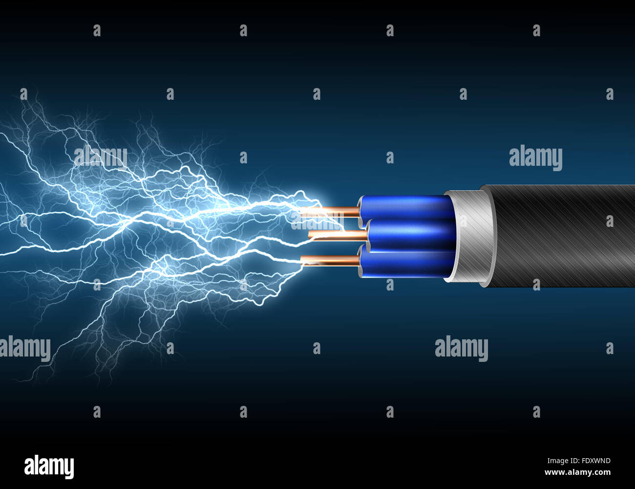 Electric cord with electricity sparkls as symbol of power Stock Photo ...