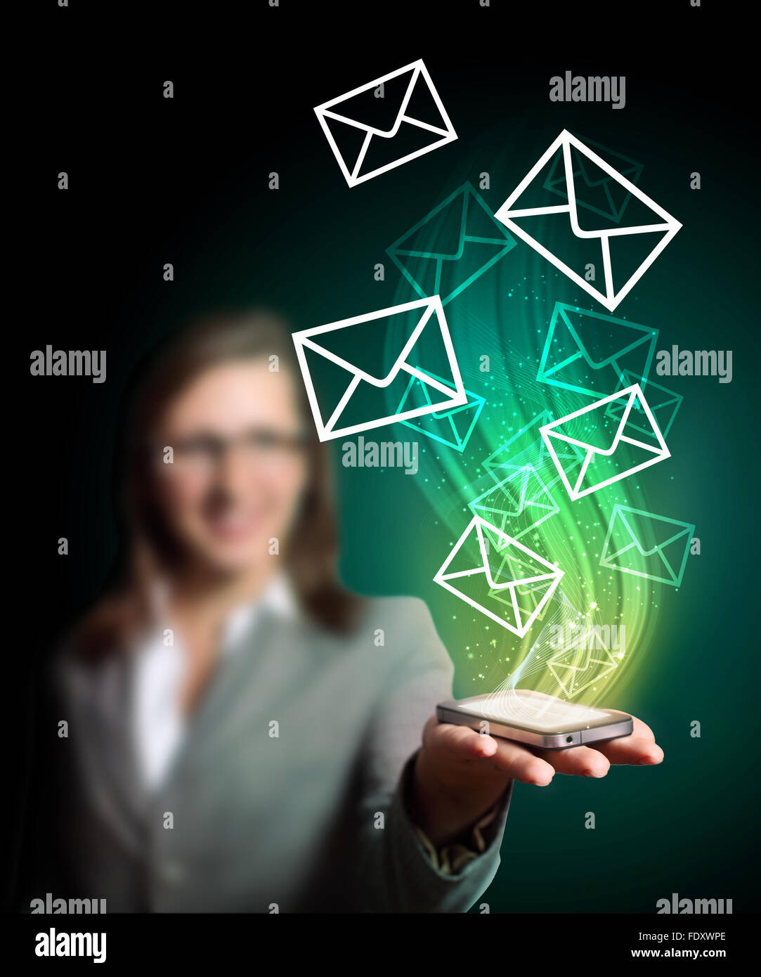 Colour collage on communication with mobile phone Stock Photo - Alamy