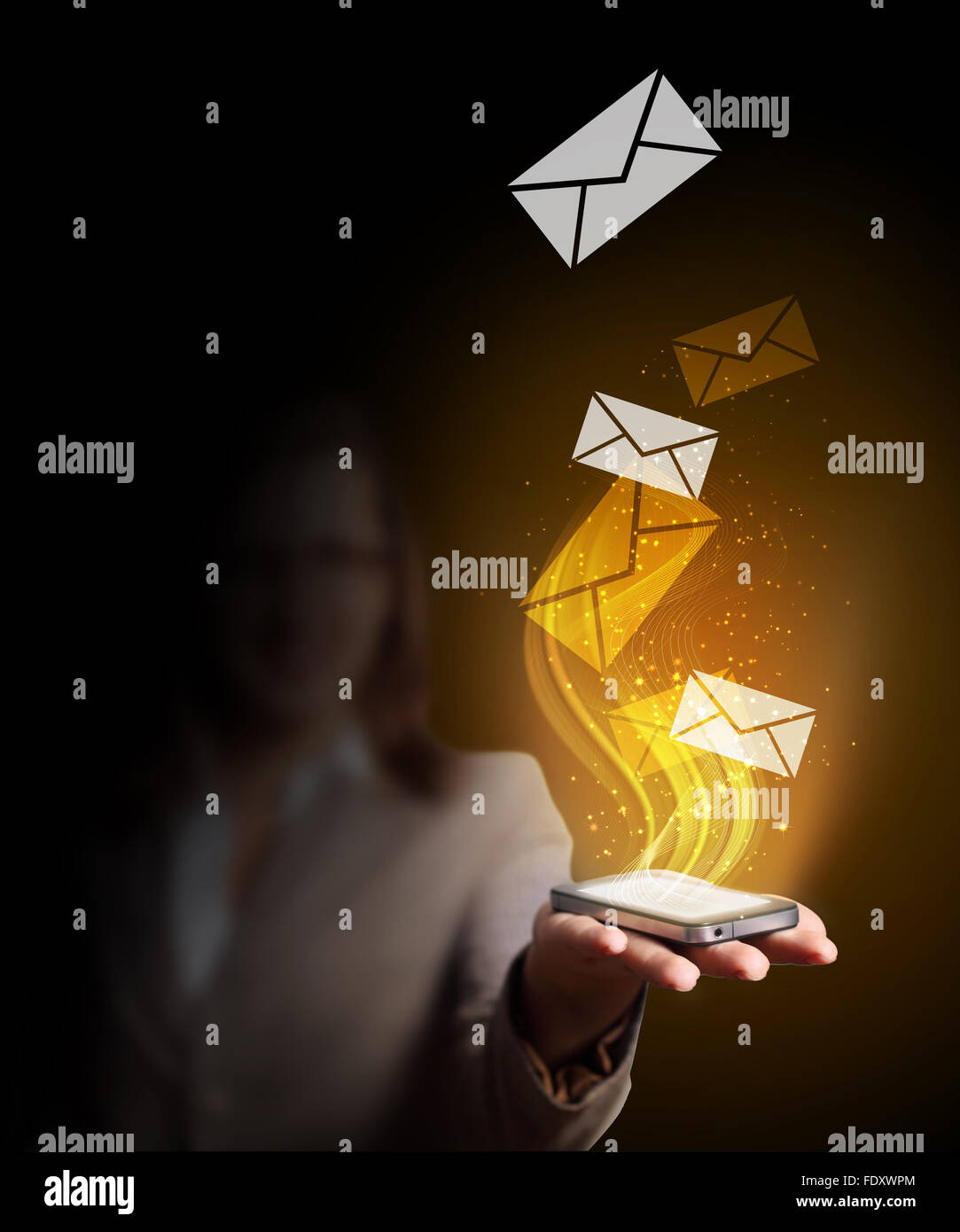 Colour collage on communication with mobile phone Stock Photo - Alamy