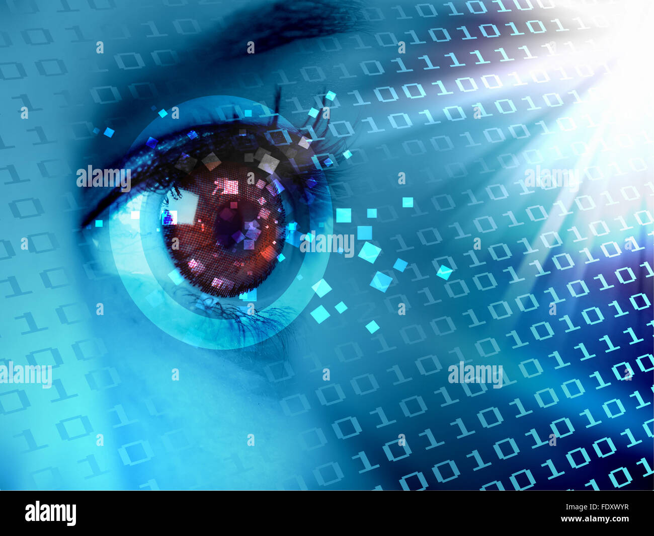 Stream of digital data with a human eye Stock Photo - Alamy