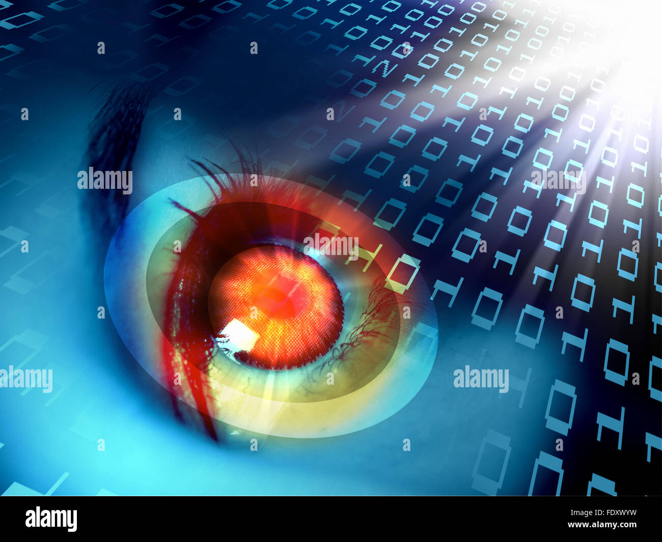 Stream of digital data with a human eye Stock Photo - Alamy