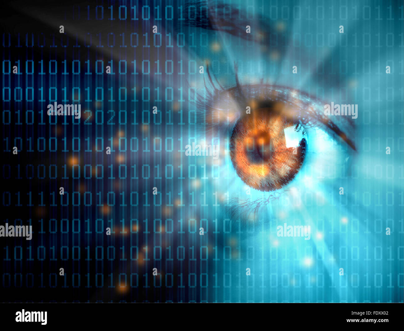 Stream of digital data with a human eye Stock Photo - Alamy