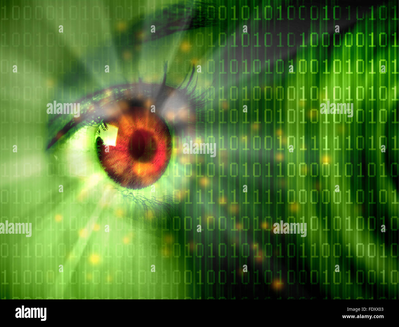 Stream of digital data with a human eye Stock Photo - Alamy