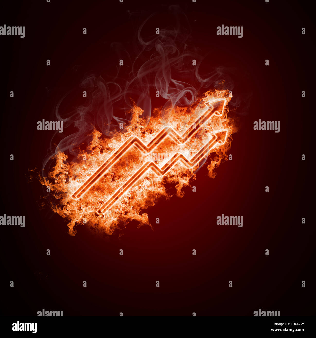 Symbol open arms fire on a black background Stock Photo - Alamy