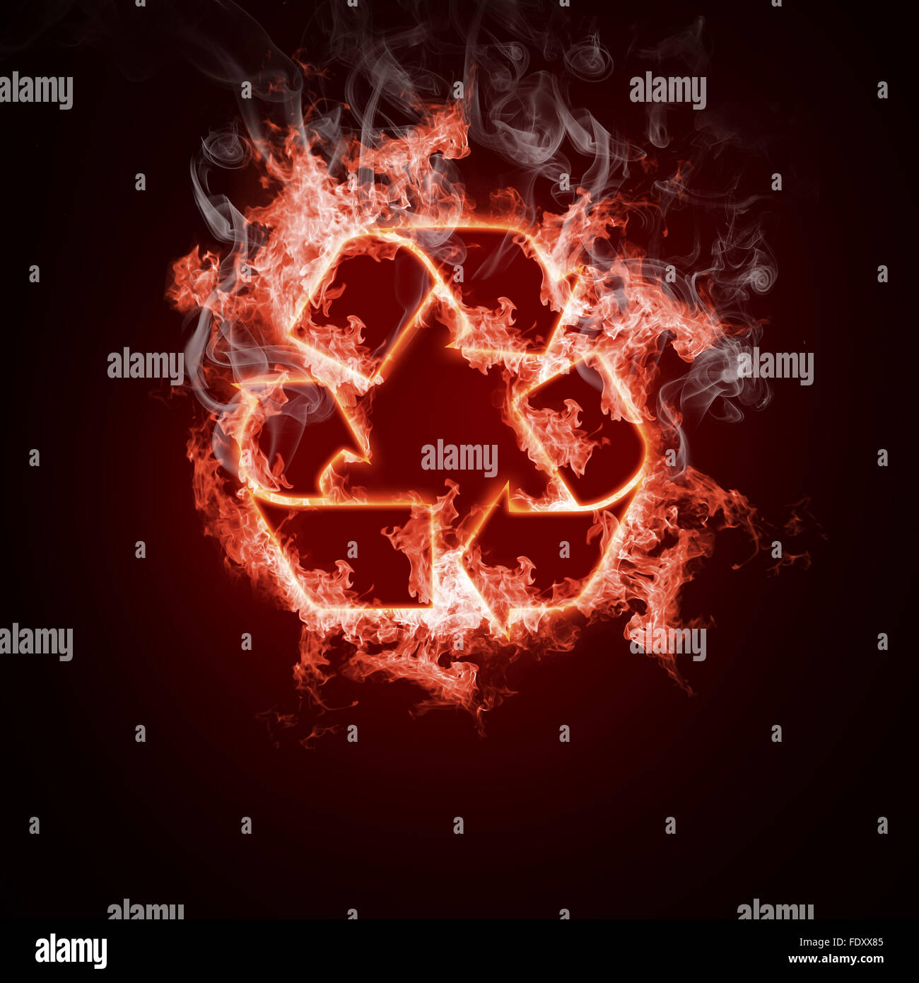 Symbol recycle open arms fire on a black background Stock Photo - Alamy