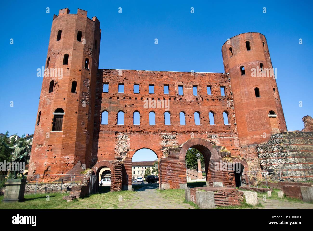 The remains of the ancient Roman gate in Turin, Italy Stock Photo - Alamy