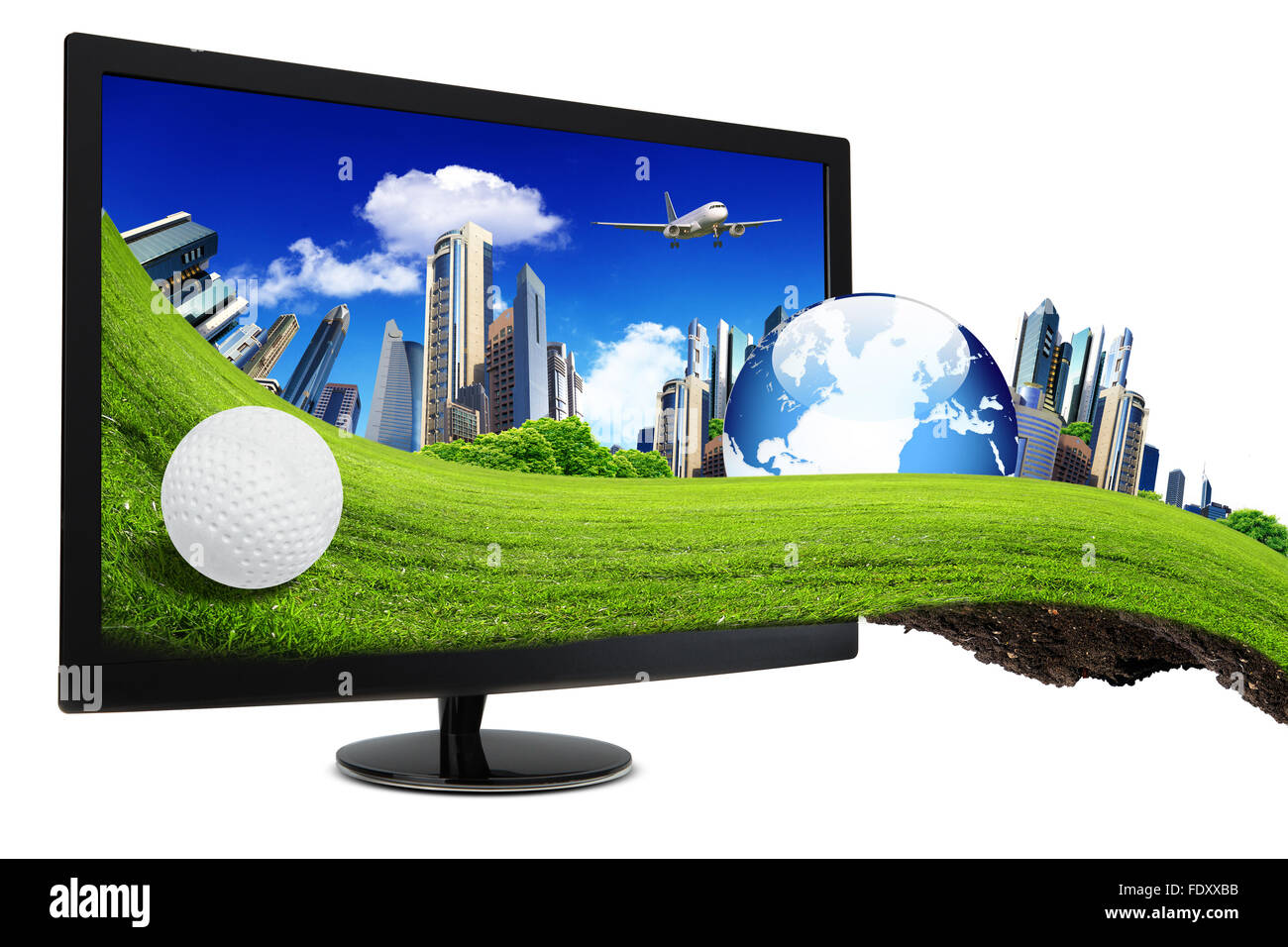 Large flat screen with nature images and nature elements inside and ...