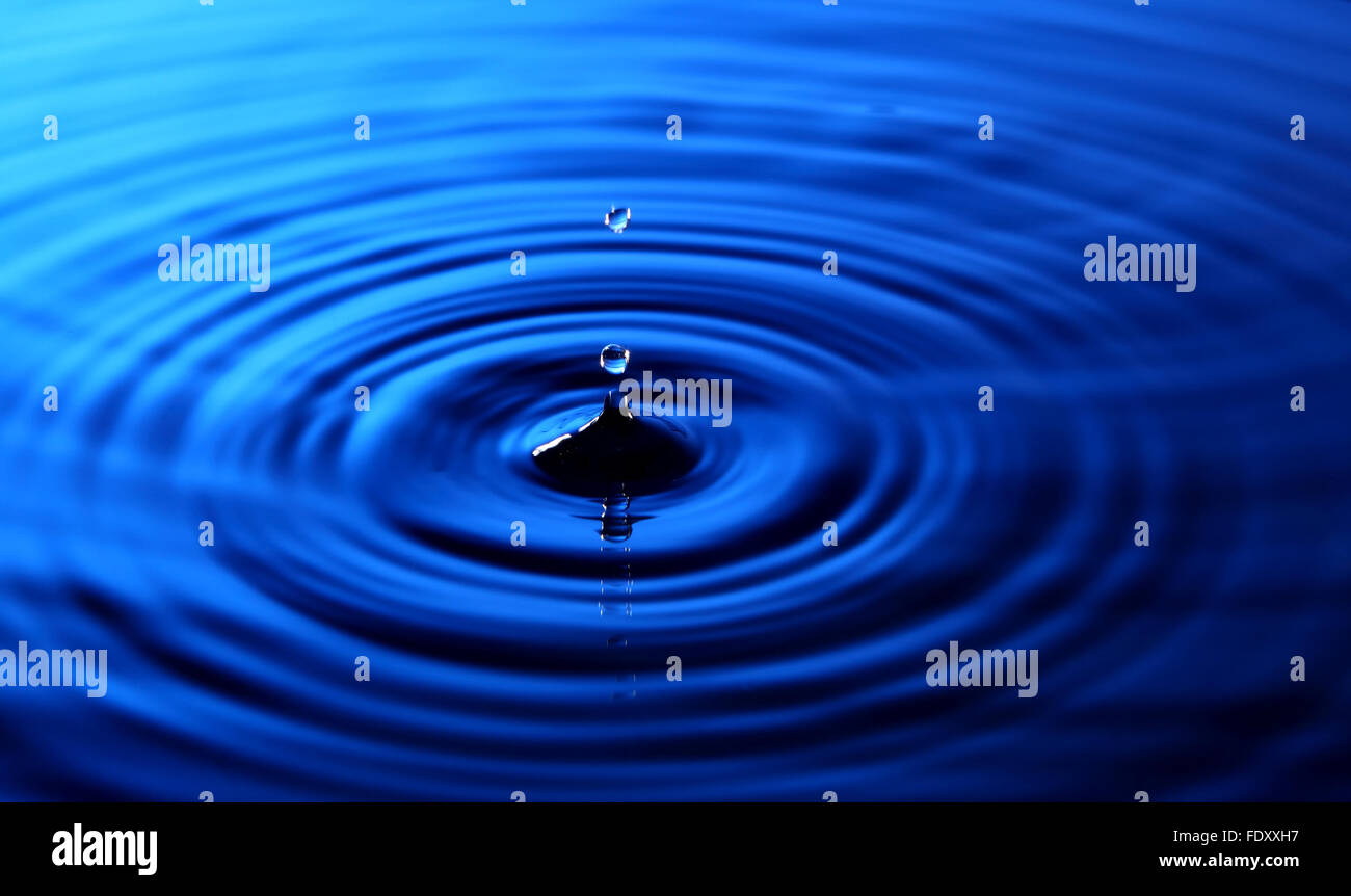 Drop of water falling into the water and leaving it circles Stock Photo ...