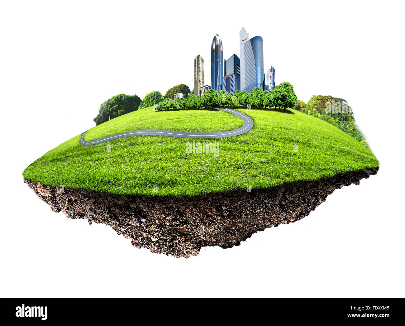 Image of a modern city surrounded by nature landscape Stock Photo - Alamy