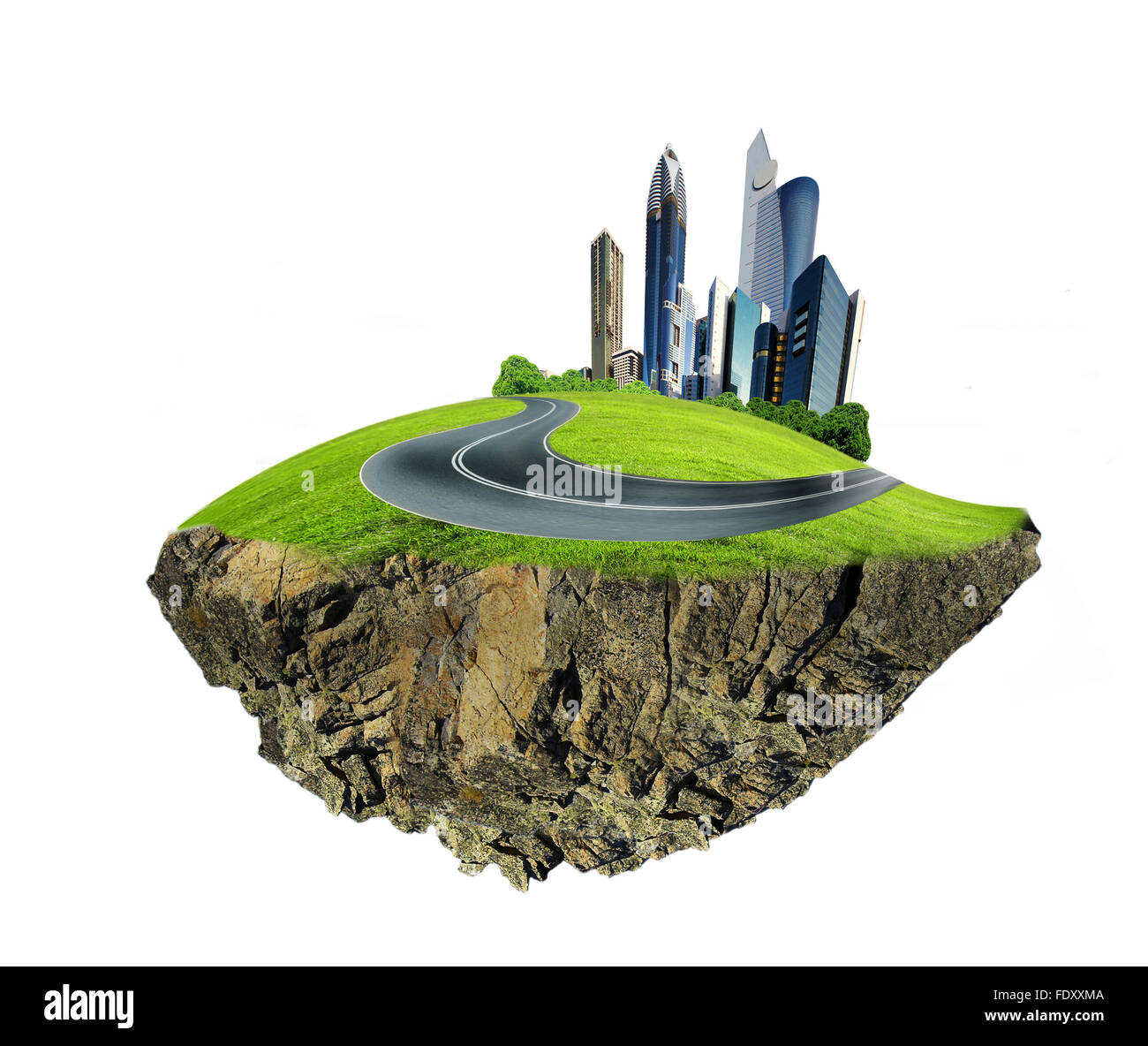 Image of a modern city surrounded by nature landscape Stock Photo - Alamy
