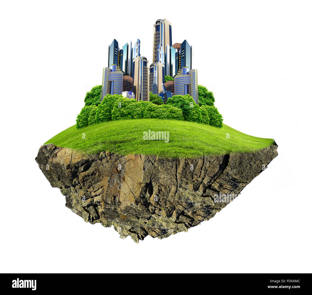 Image of a modern city surrounded by nature landscape Stock Photo - Alamy