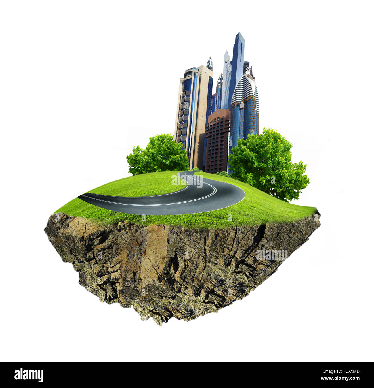 Image of a modern city surrounded by nature landscape Stock Photo - Alamy