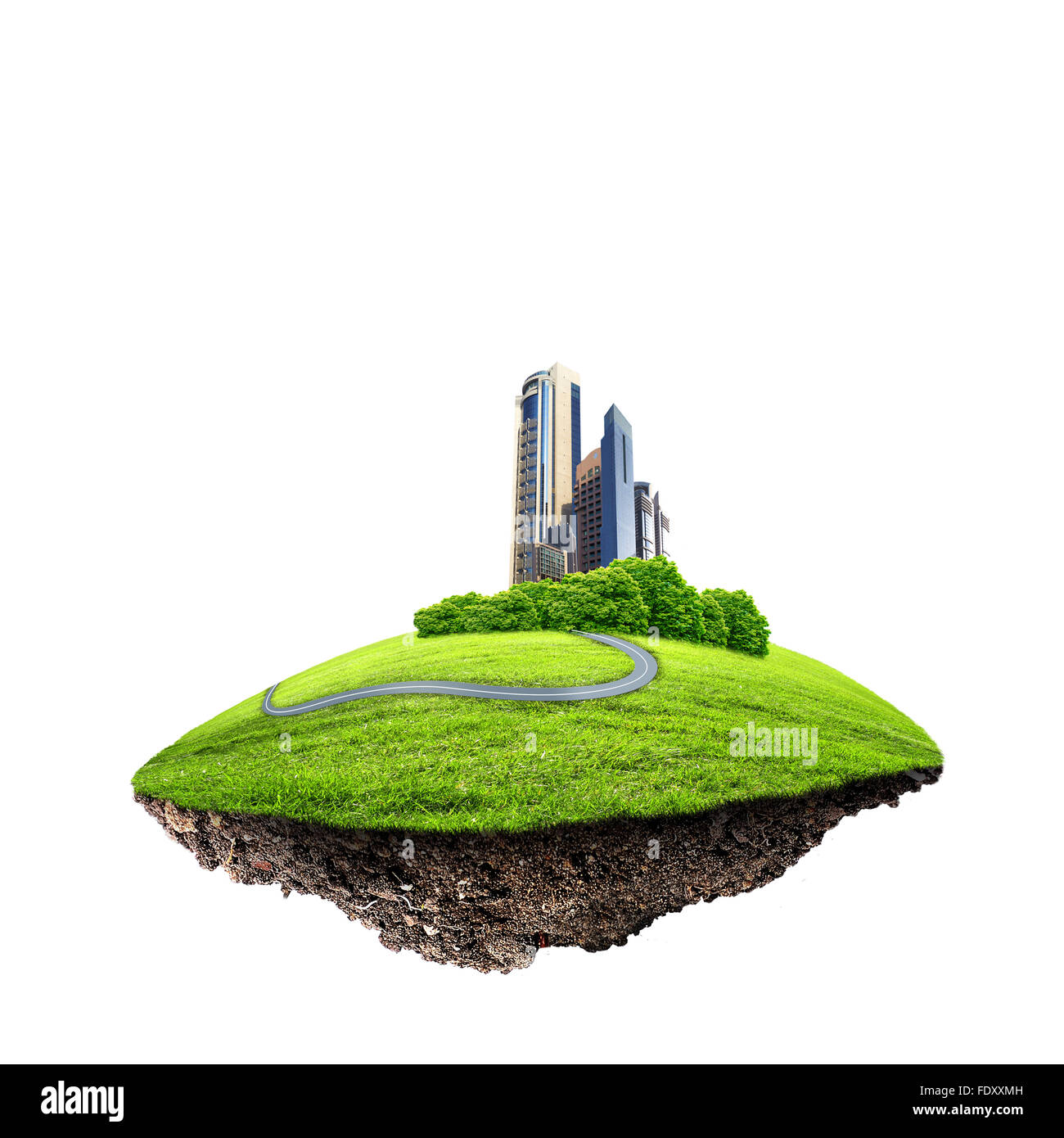 Image of a modern city surrounded by nature landscape Stock Photo - Alamy