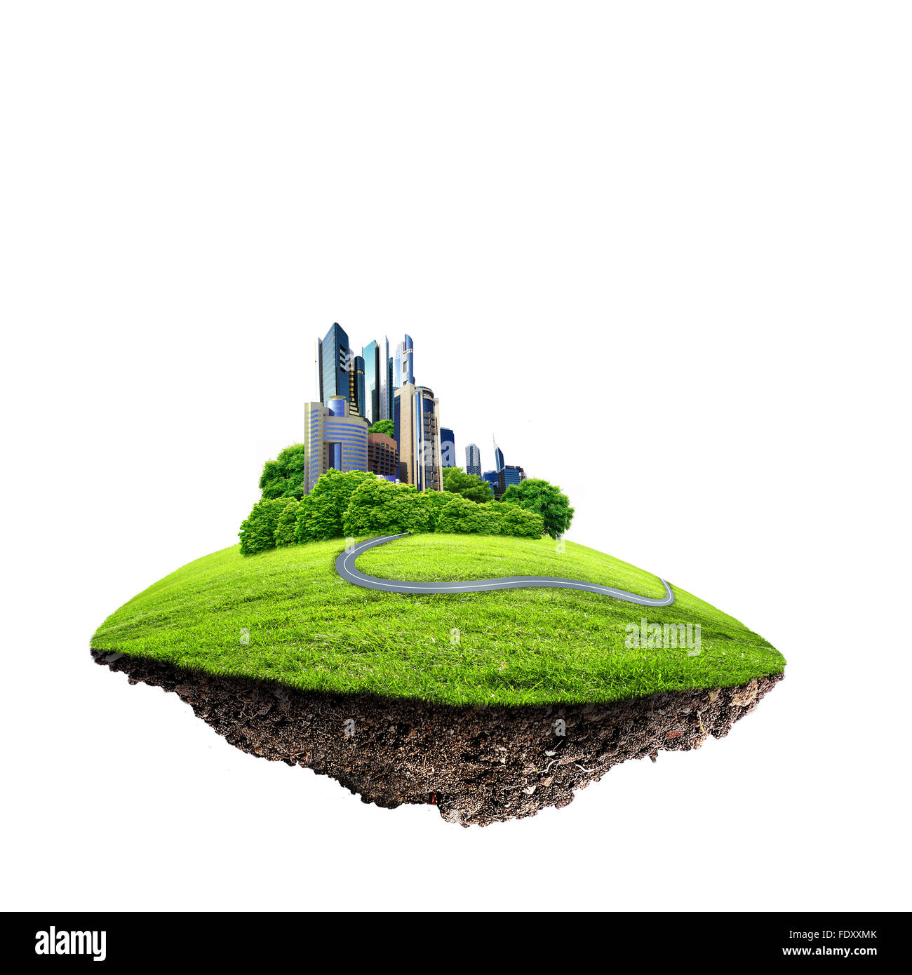 Image of a modern city surrounded by nature landscape Stock Photo - Alamy