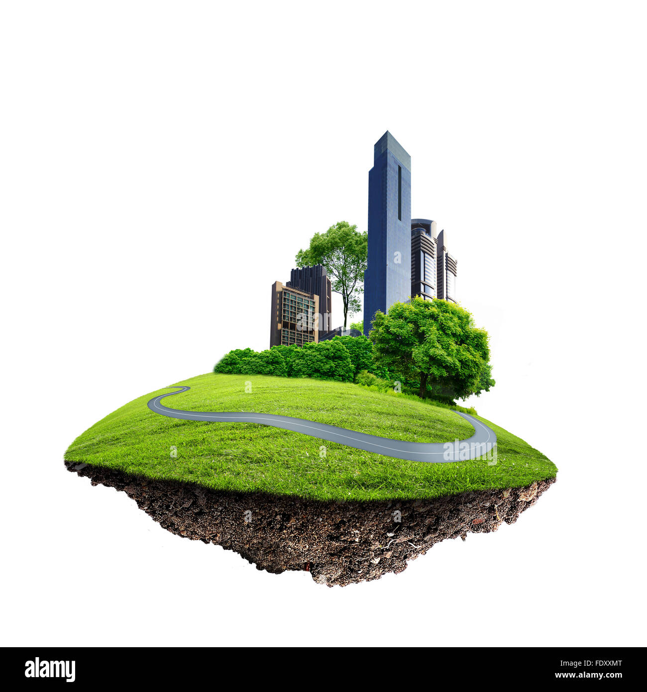 Image of a modern city surrounded by nature landscape Stock Photo - Alamy