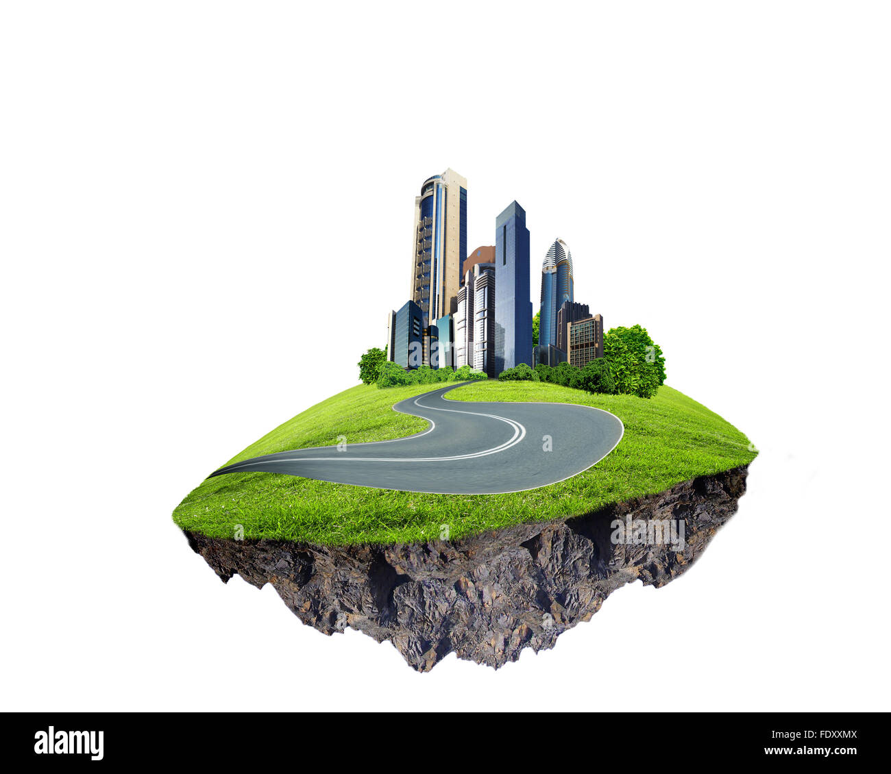 Image of a modern city surrounded by nature landscape Stock Photo - Alamy