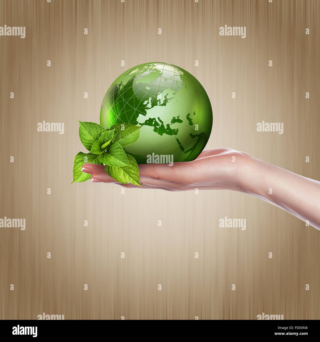 human hands holding green earth with a growing plant Stock Photo - Alamy