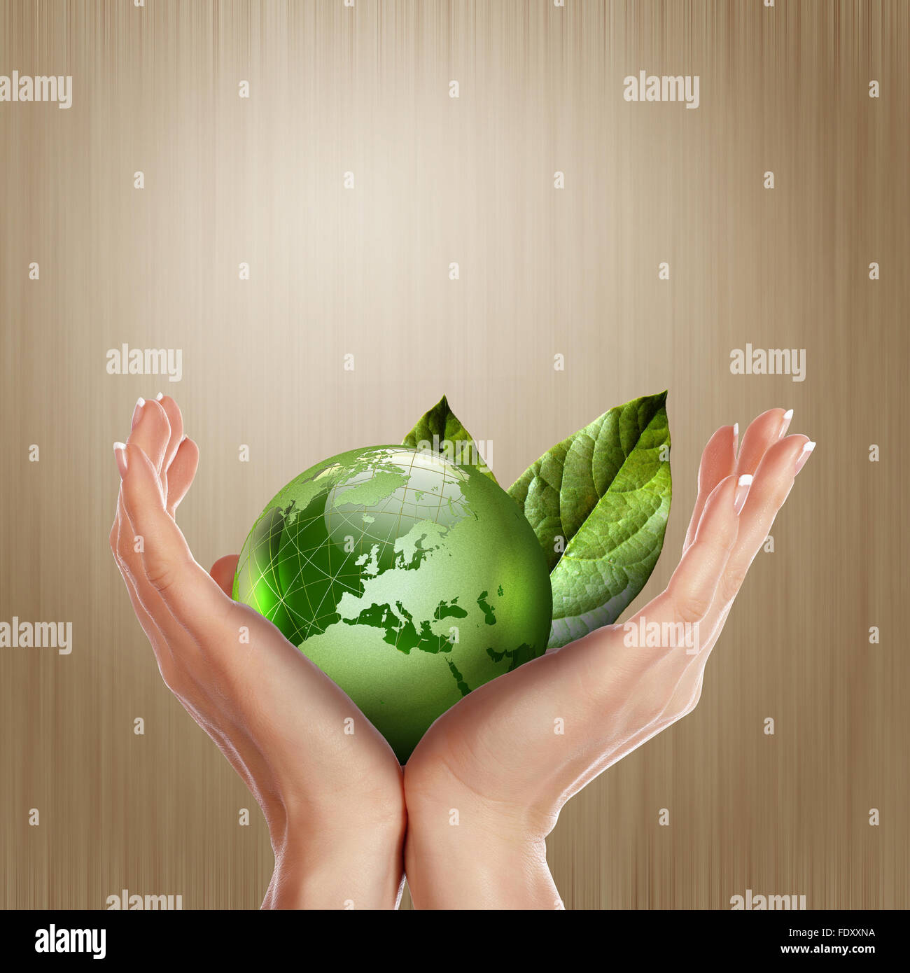 human hands holding green earth with a growing plant Stock Photo - Alamy