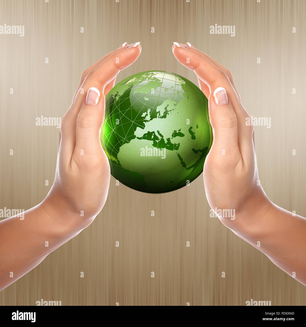 human hands holding green earth with a growing plant Stock Photo - Alamy