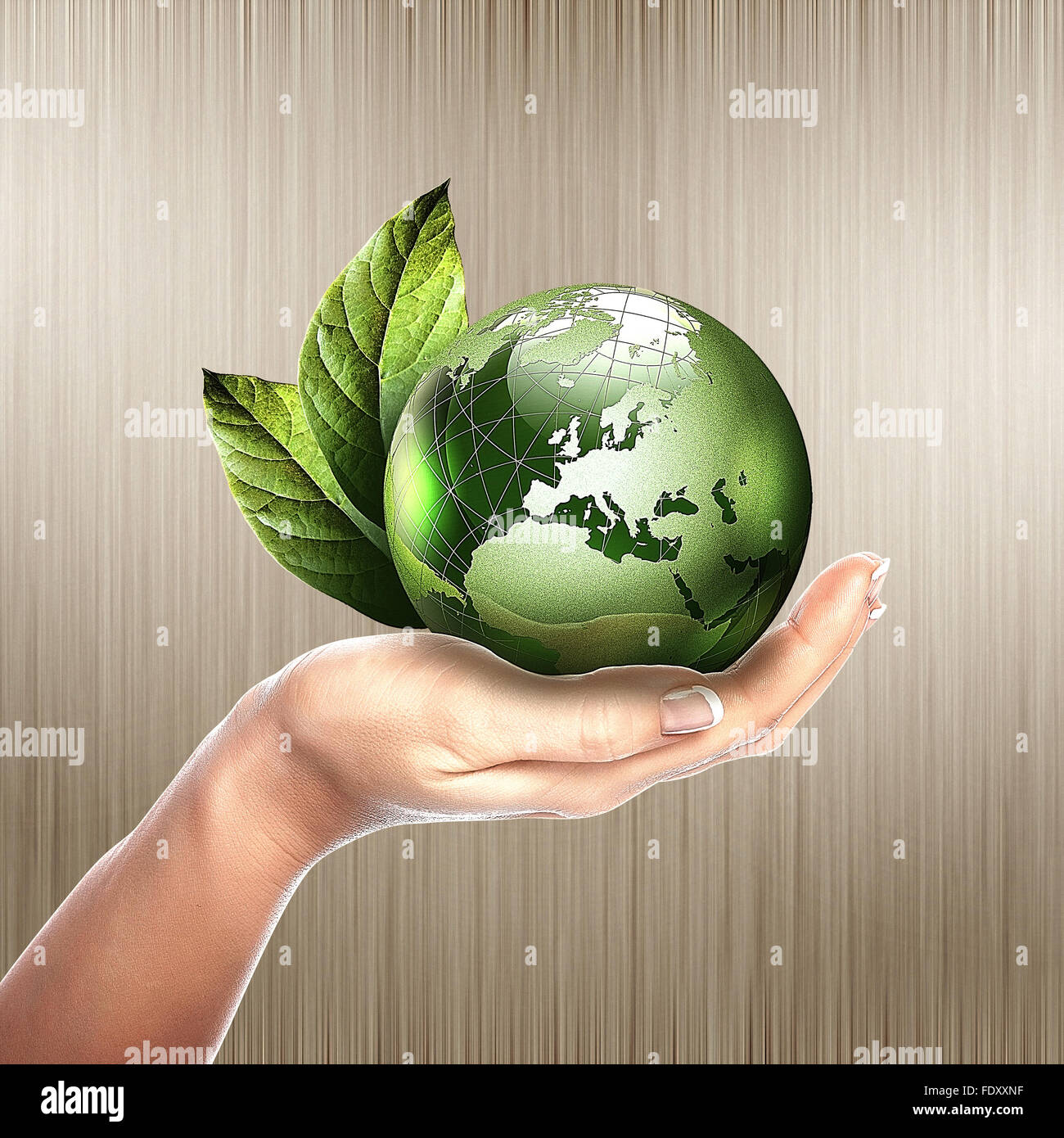 human hands holding green earth with a growing plant Stock Photo - Alamy