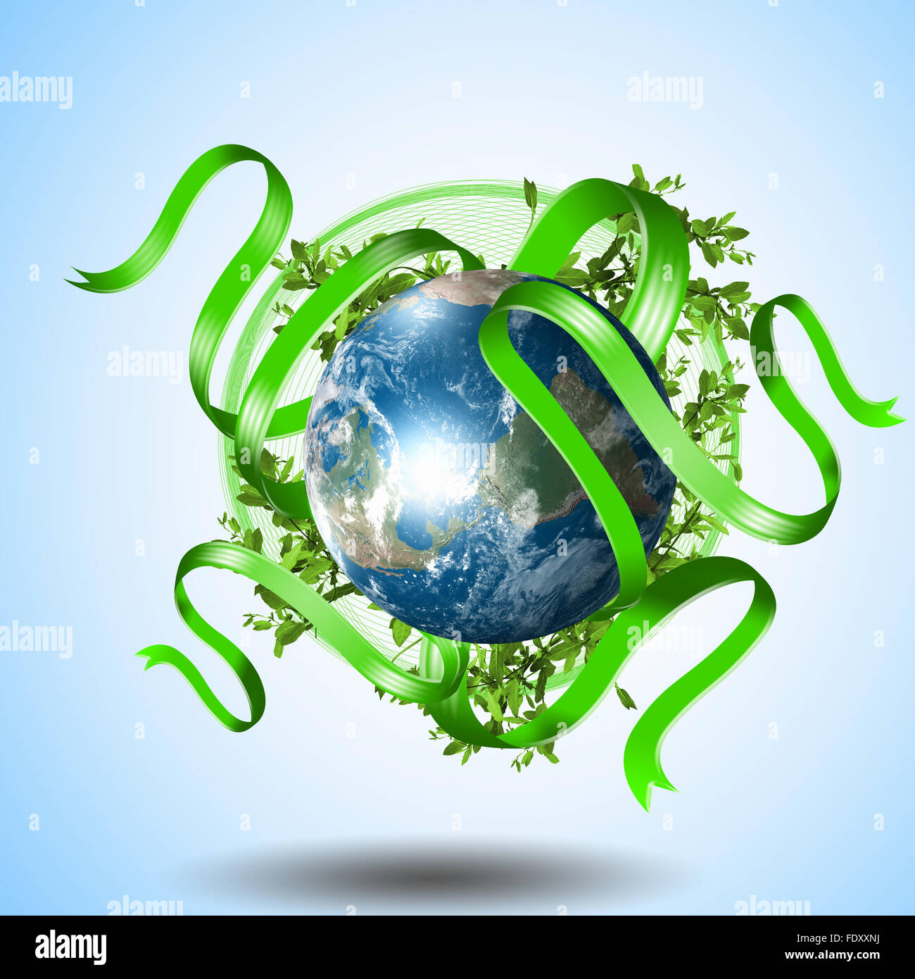 Green planet earth with plants as symbol of environment protection ...