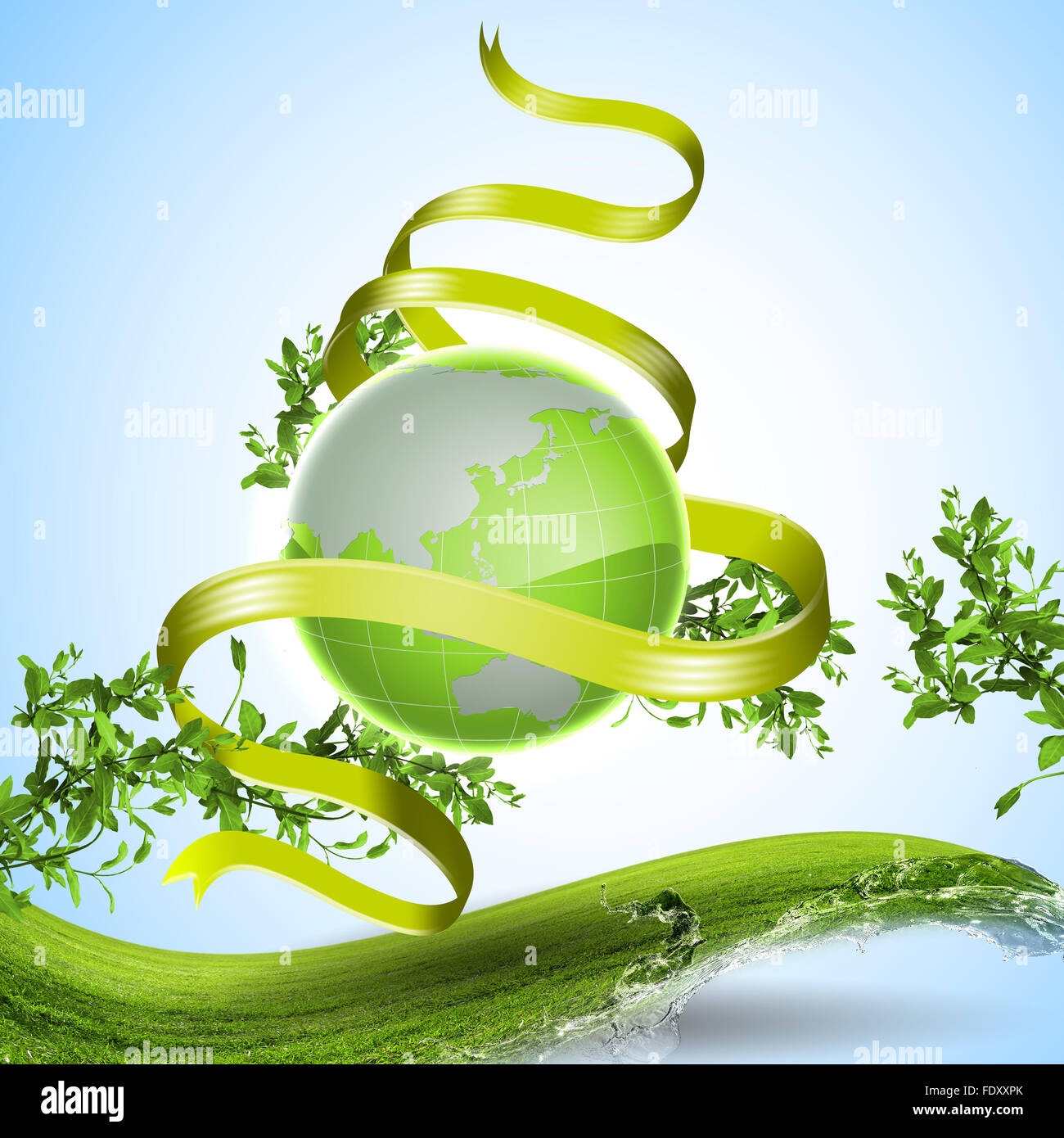 Image of green platen earth as symbol of environmental protection Stock ...