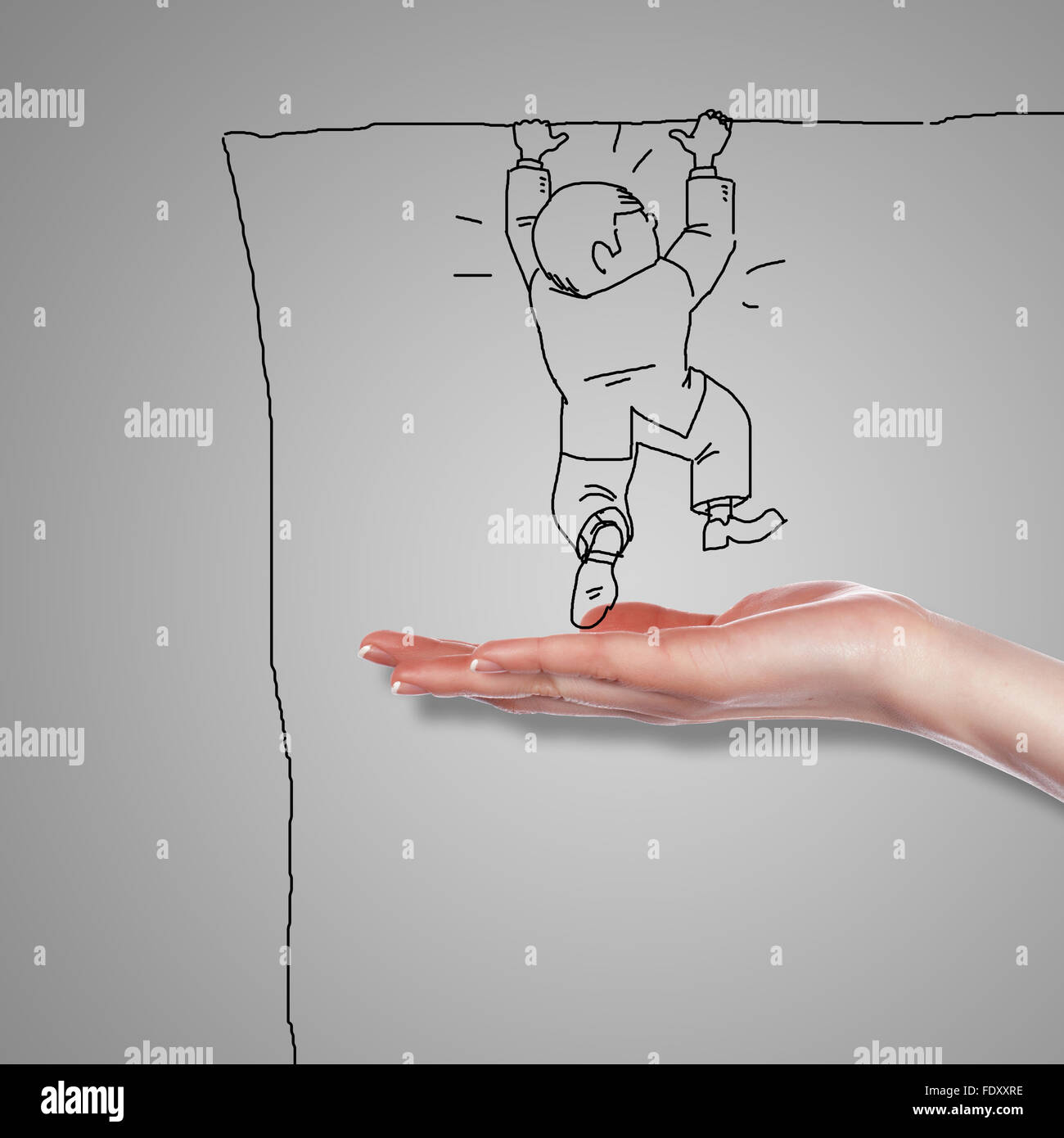 Drawing of a human hand supporting thу person Stock Photo - Alamy