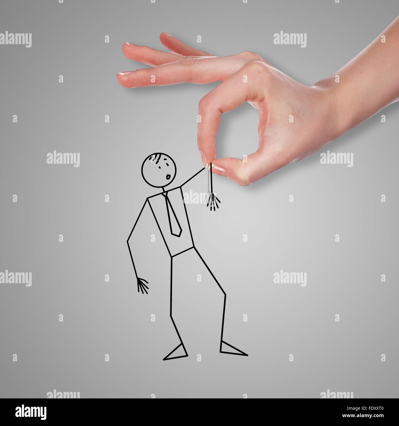 Drawing of a man in dangerous situation under threat Stock Photo - Alamy