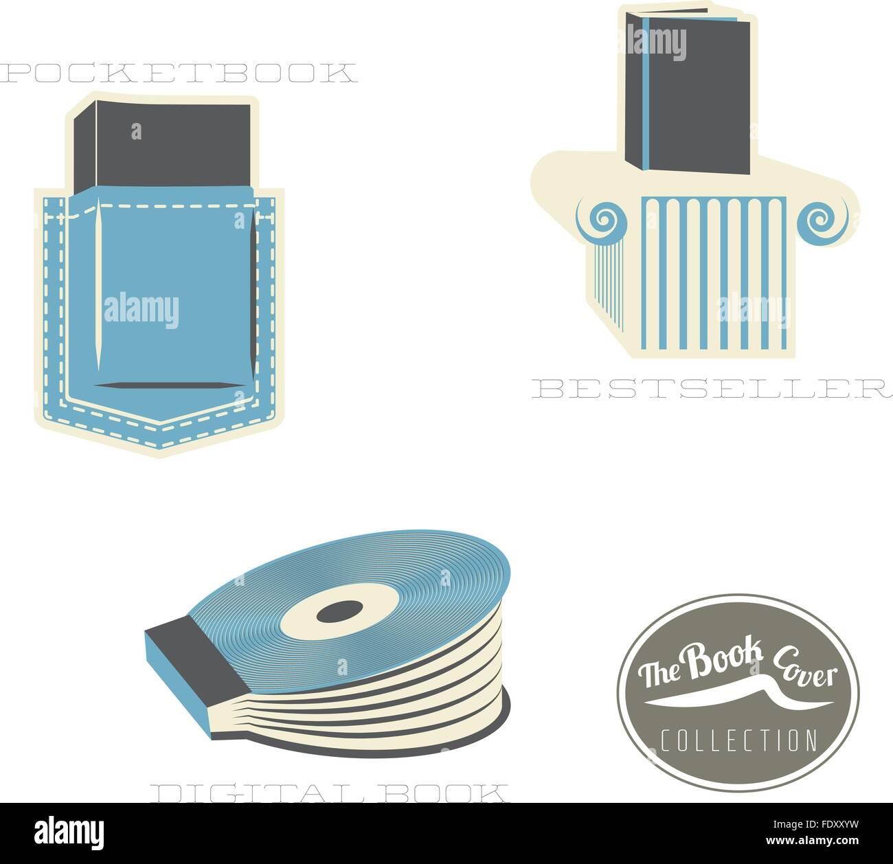 Book cover types icon set hi-res stock photography and images - Alamy