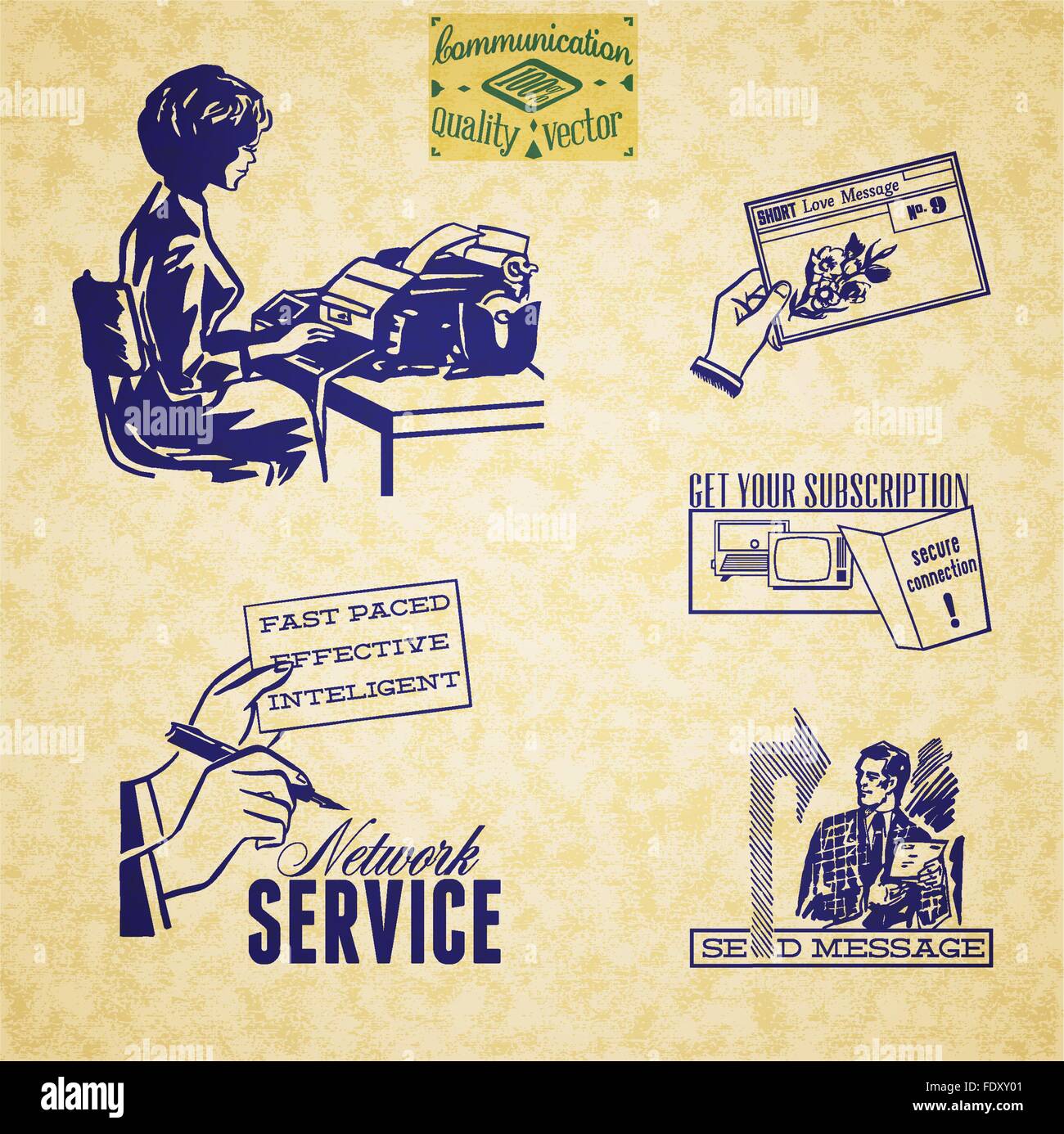 Vintage communication illustration set Stock Vector Image & Art - Alamy