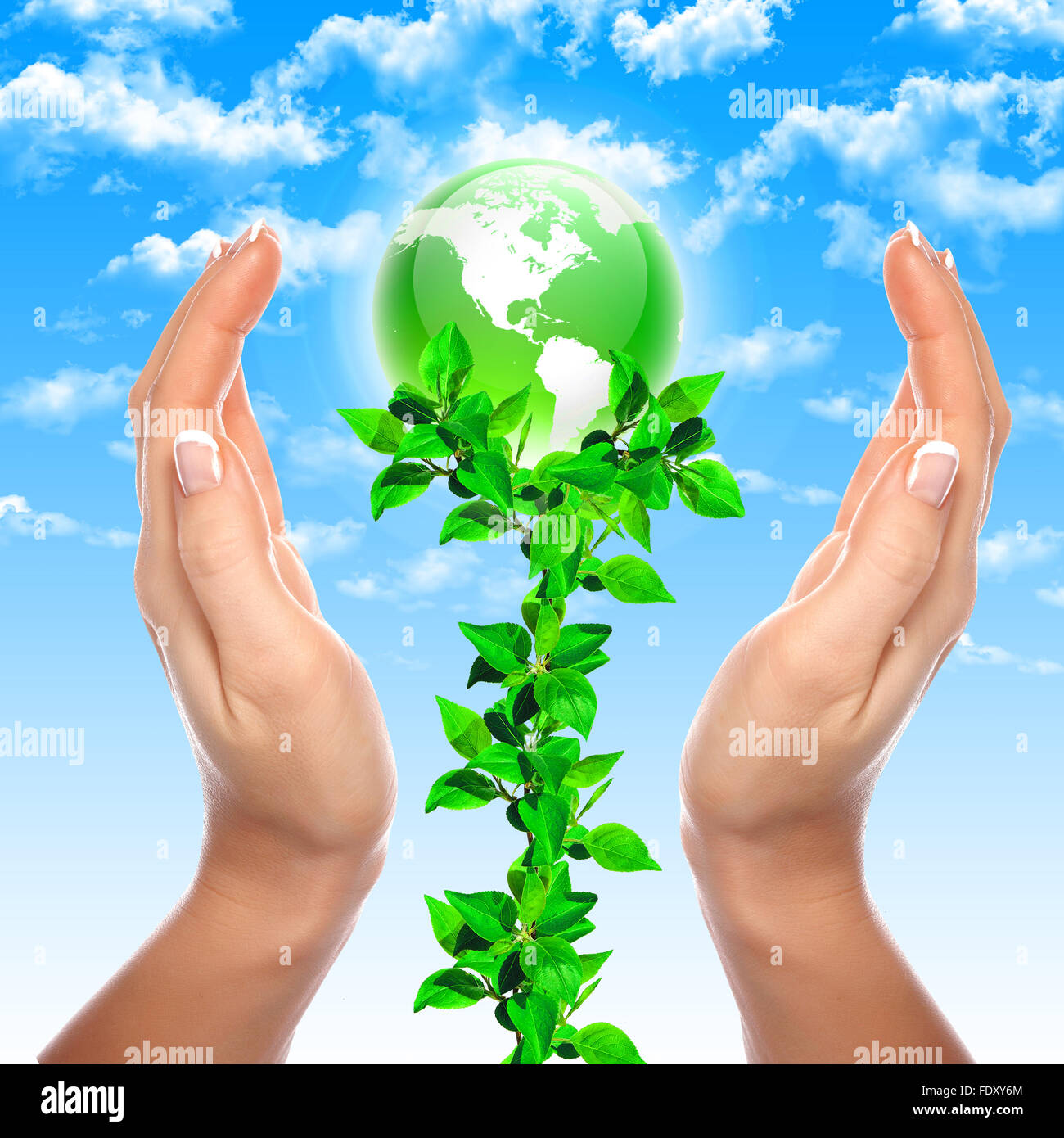 Hands and Earth. Symbol of environmental protection Stock Photo - Alamy