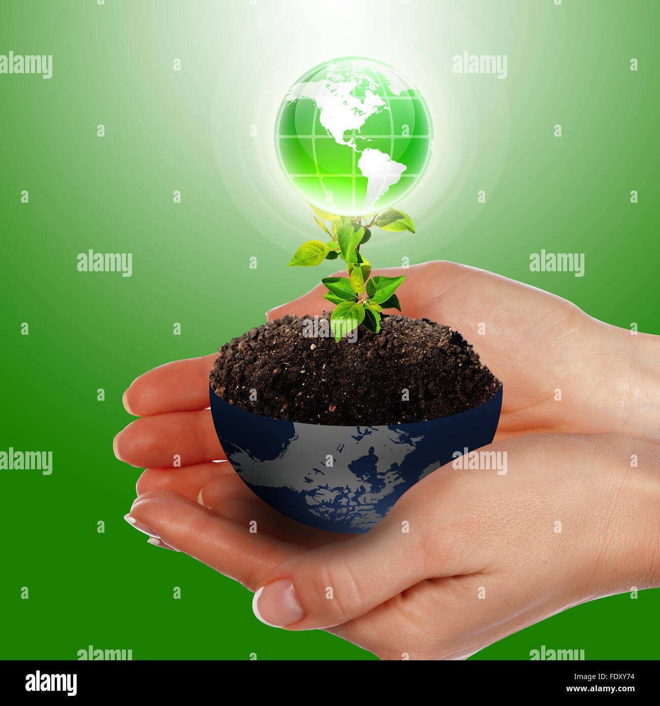Hands and Earth. Symbol of environmental protection Stock Photo - Alamy