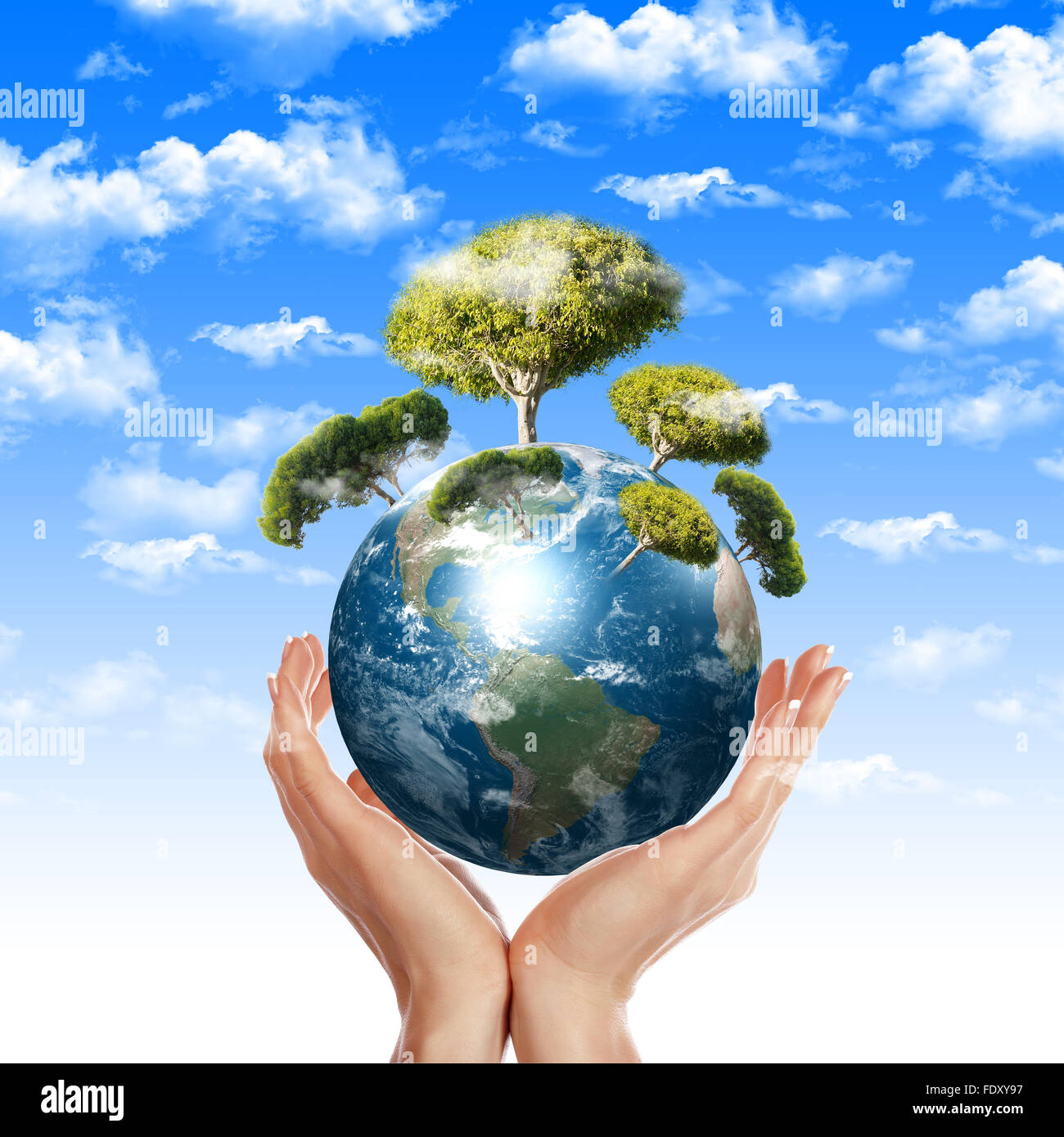 Hands and Earth. Symbol of environmental protection Stock Photo - Alamy