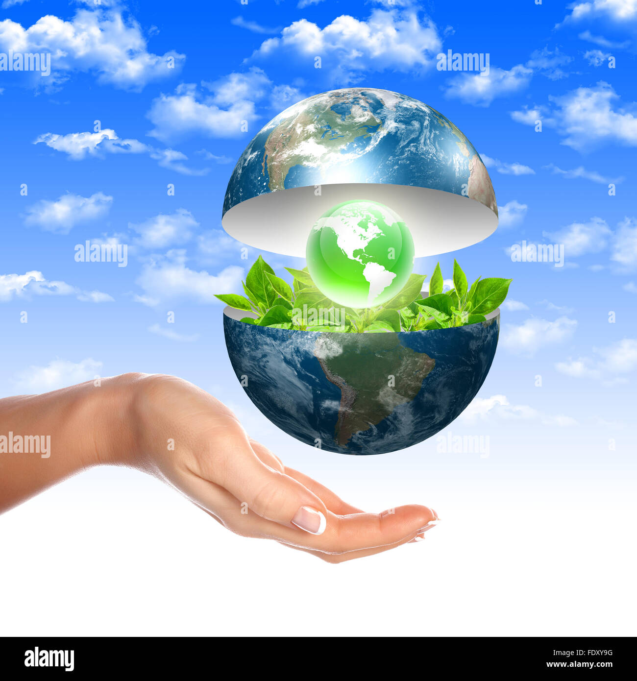 Hands and Earth. Symbol of environmental protection Stock Photo - Alamy