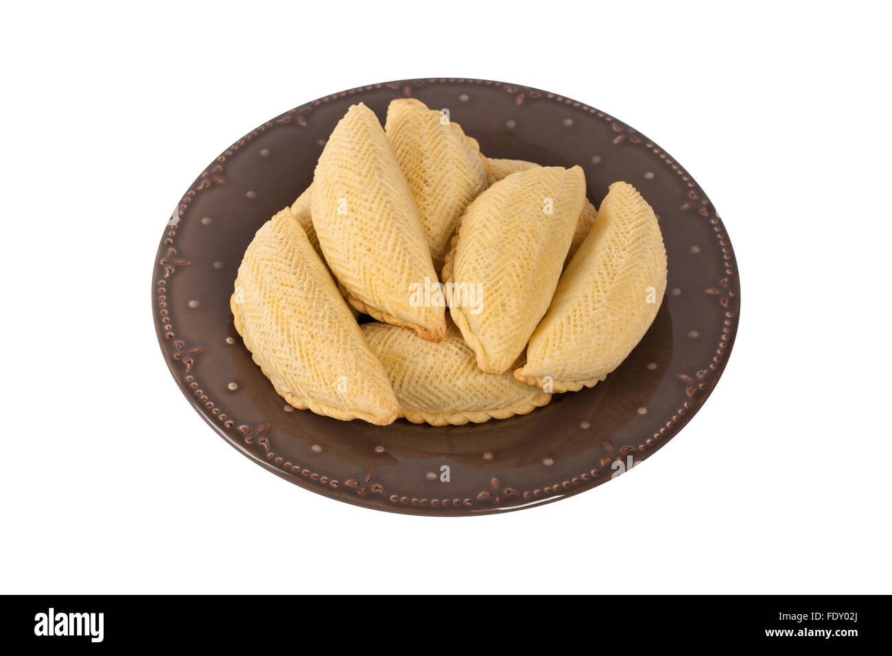 Ramadan Sweet Pastry called Shekerbura from Azerbaijan on white ...