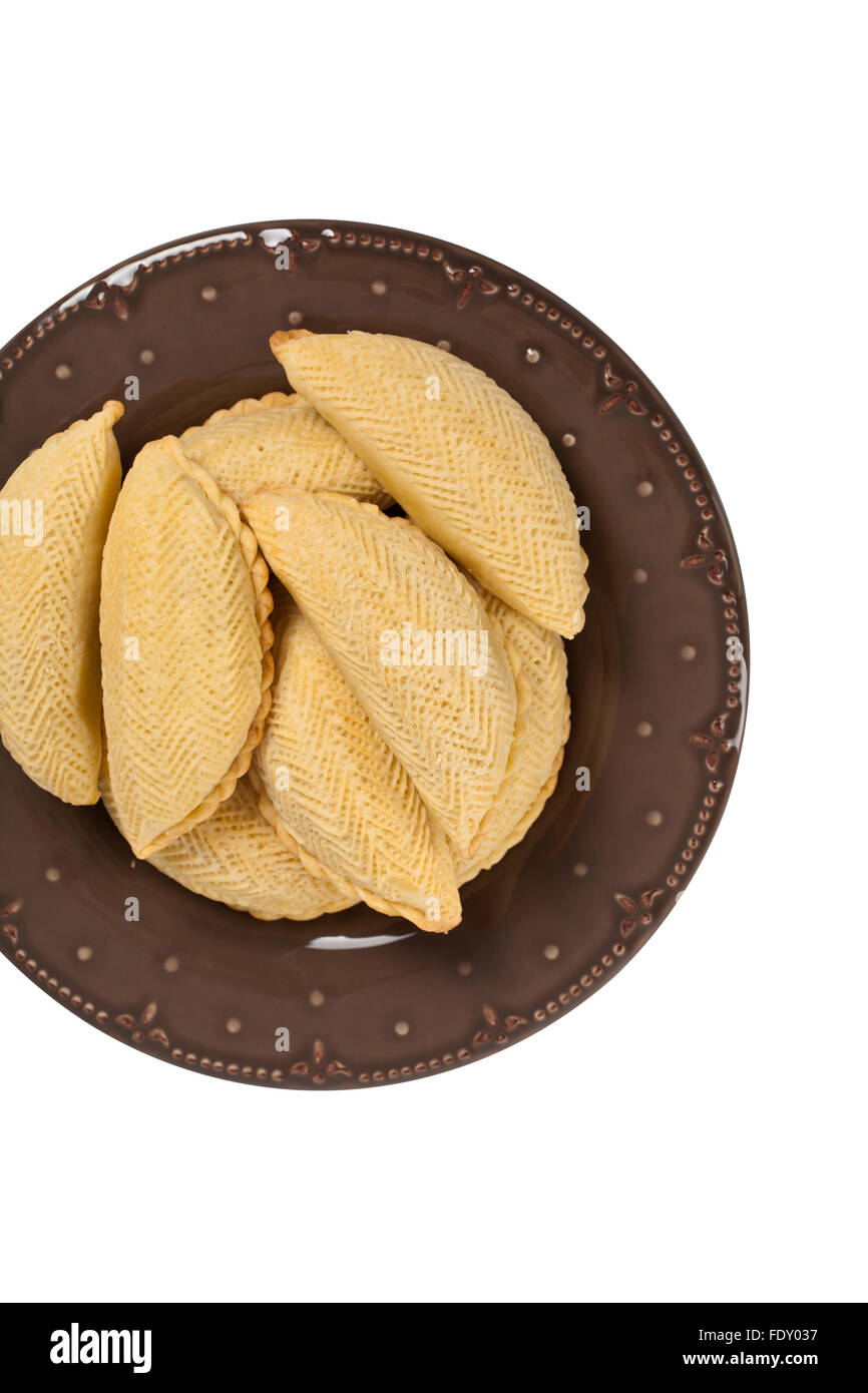 Ramadan Sweet Pastry called Shekerbura from Azerbaijan on white ...