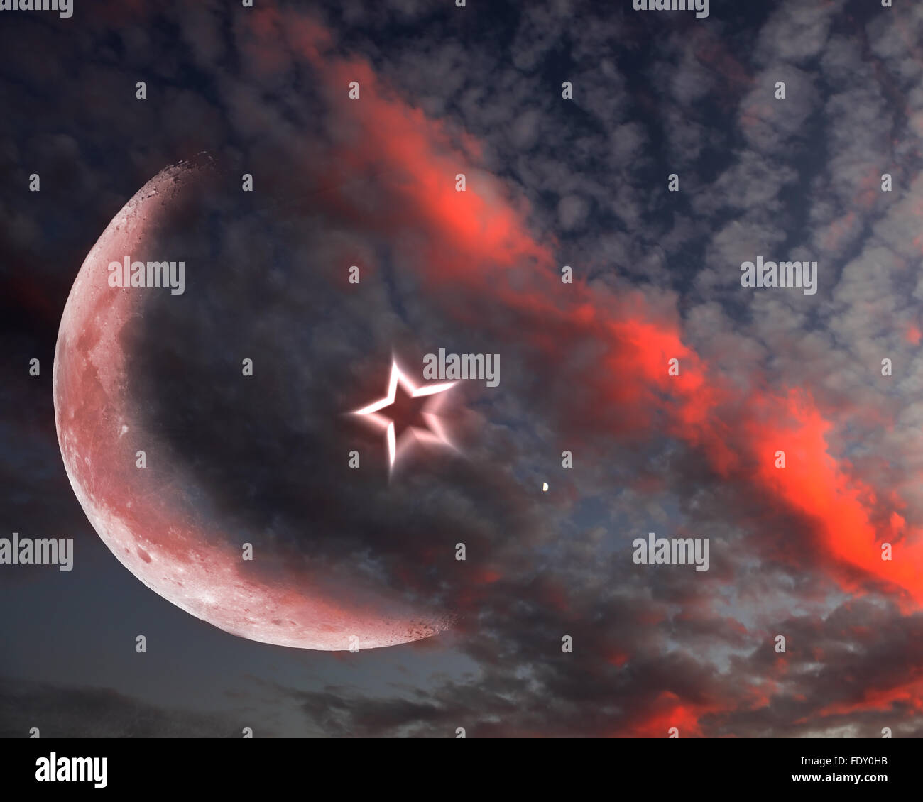 symbols of islam religion against bright cloudy sky Stock Photo - Alamy