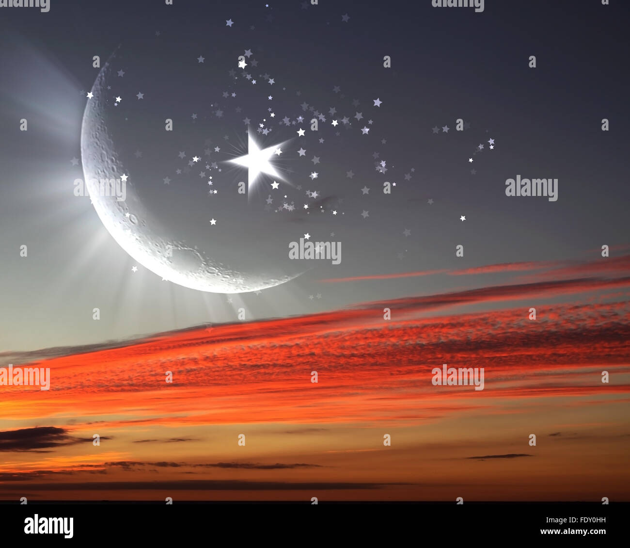symbols of islam religion against bright cloudy sky Stock Photo - Alamy