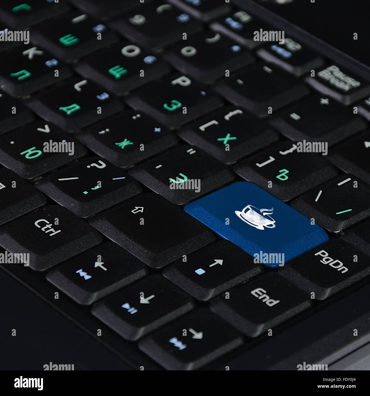 Computer keyboard with coffee symbol on it Stock Photo - Alamy