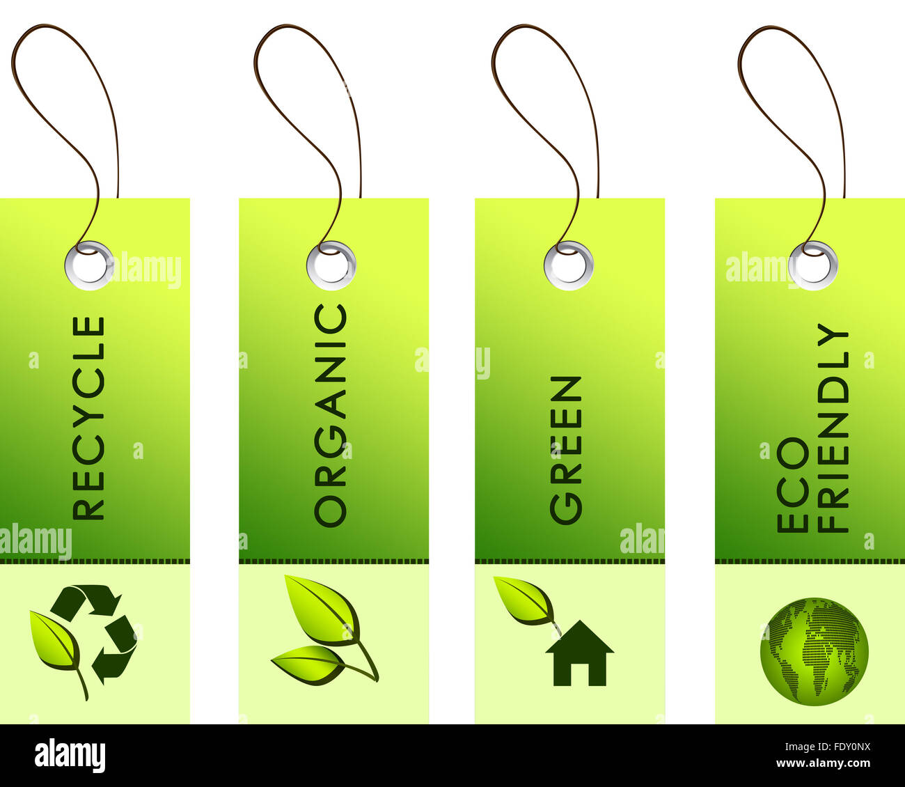 Light green tags with inscriptions dedicated to protecting the ...