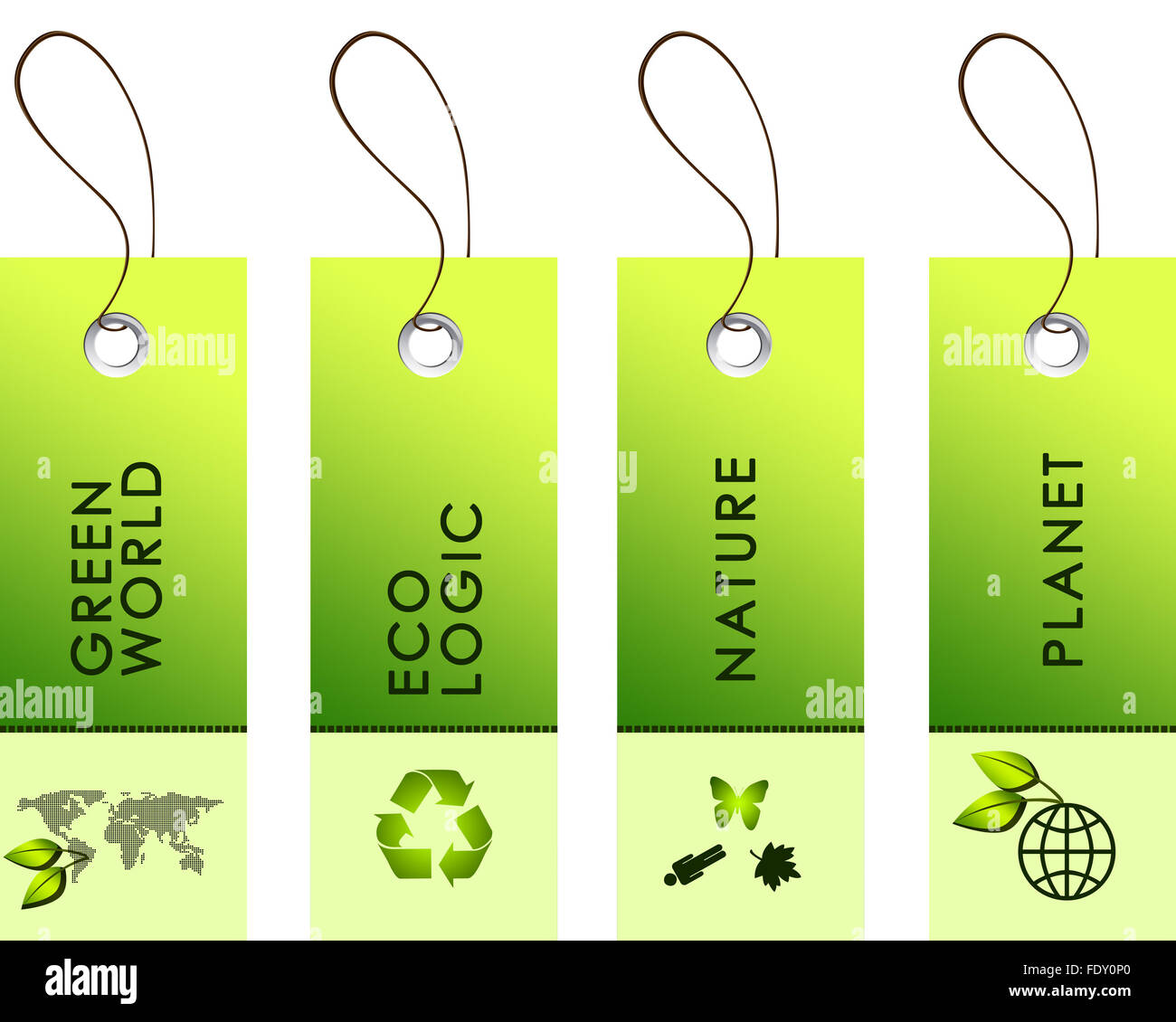 Light green tags with inscriptions dedicated to protecting the ...